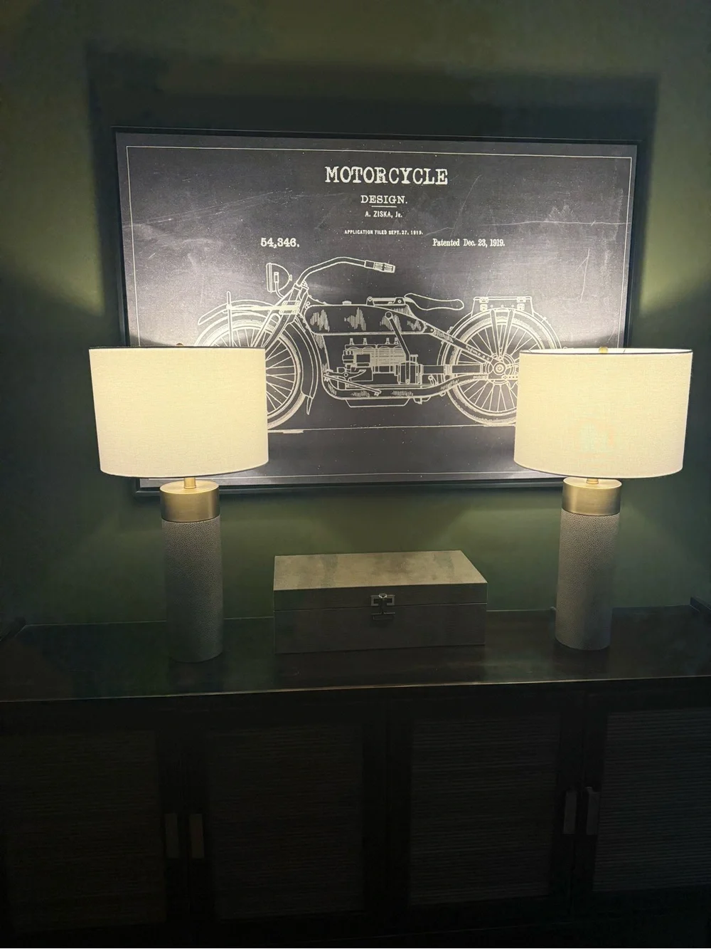 Accents | Modern Gray Table Lamps And Matching Storagedisplay Box With ...